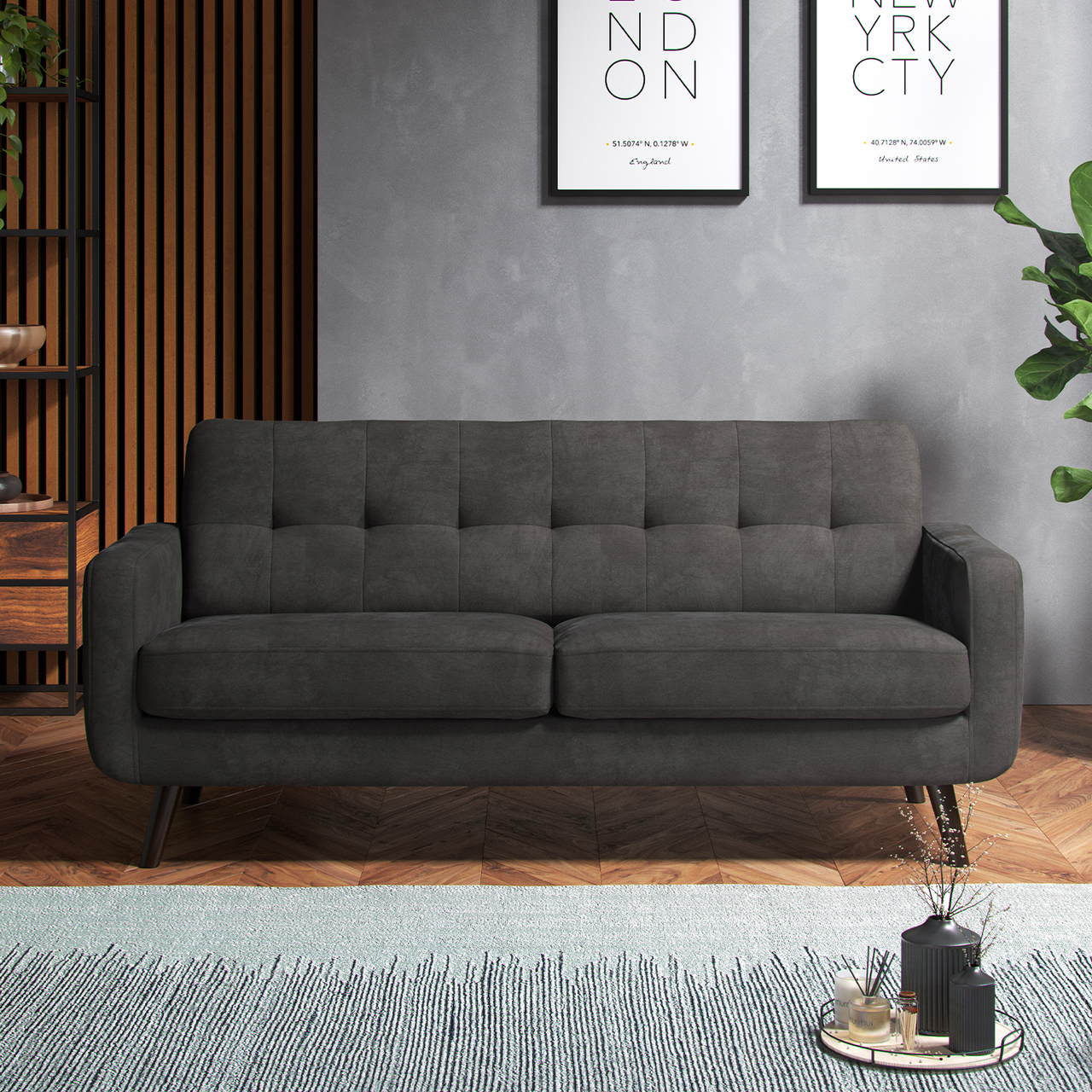 Kendal Graphite Grey 3 + 2 Sofa Suite Fabric | The Online Sofa Shop