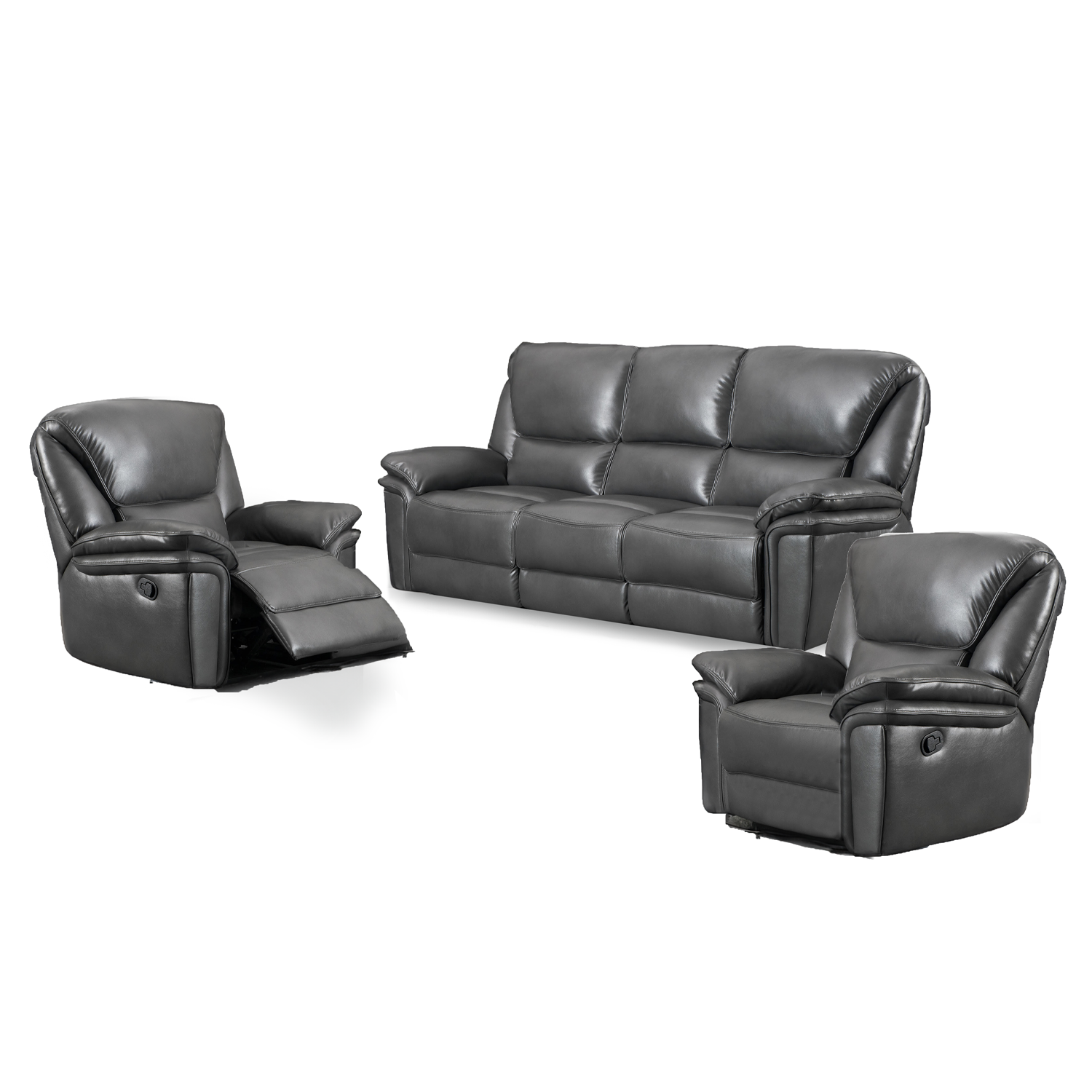 Large Boston Leather Aire 3 Piece Sofa Suite | The Online Sofa Shop