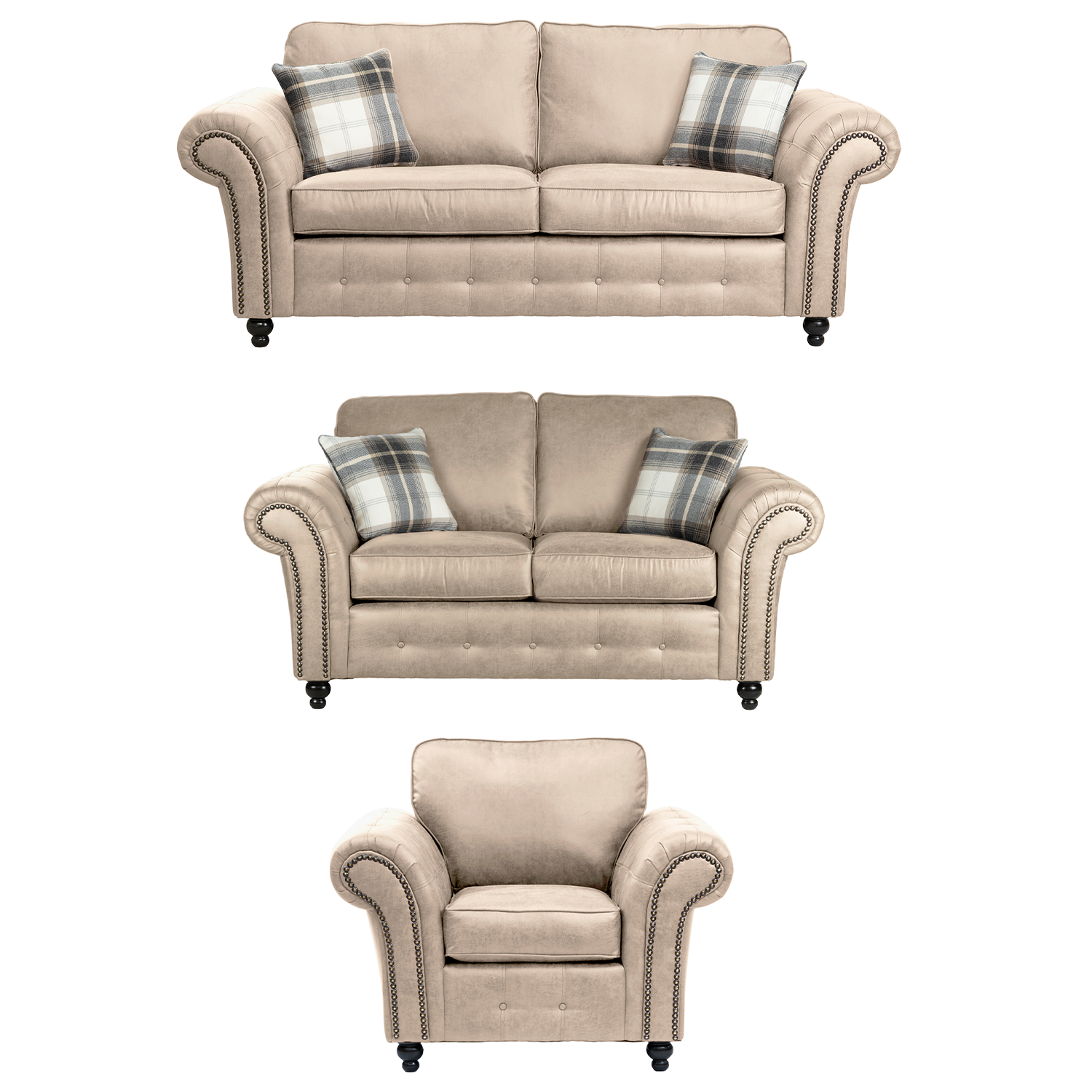 Oakland Leather Marble 3 Piece Sofa Suite | The Online Sofa Shop