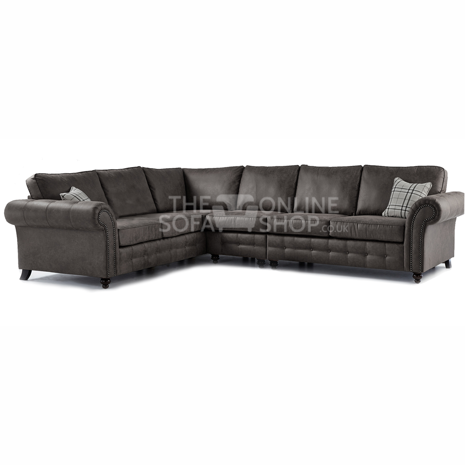 Oakland Leather Long 6-Seater Corner Sofa | Tan Leather or Charcoal