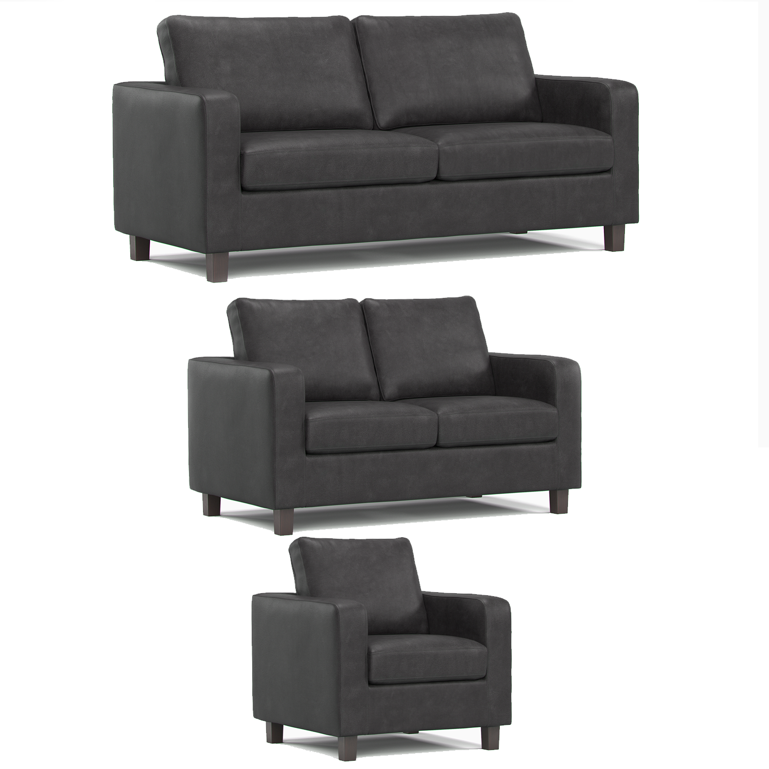 York Black Sofa Suite Faux Leather | The Online Sofa Shop