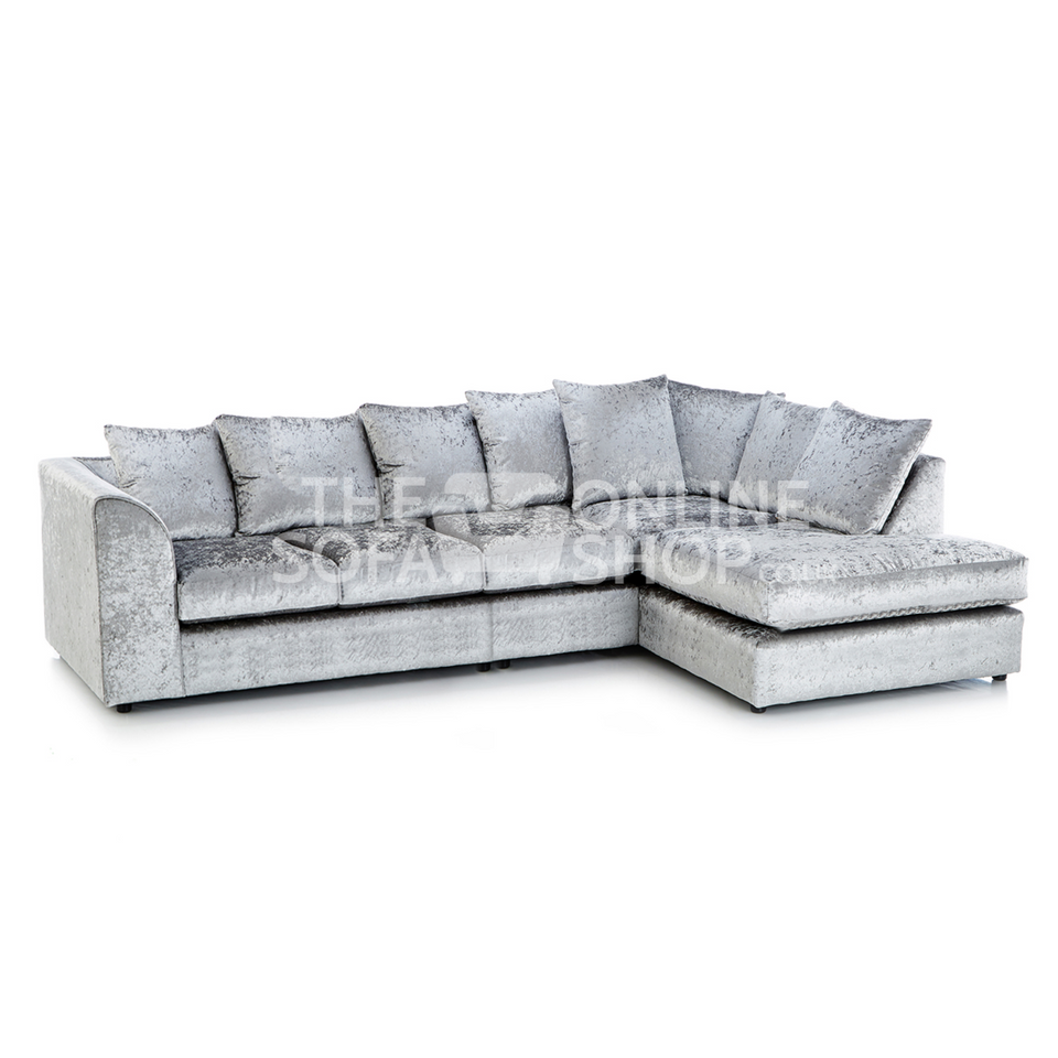 Crystal Crushed Velvet 4-Seater Corner Sofa | Seats 3-4