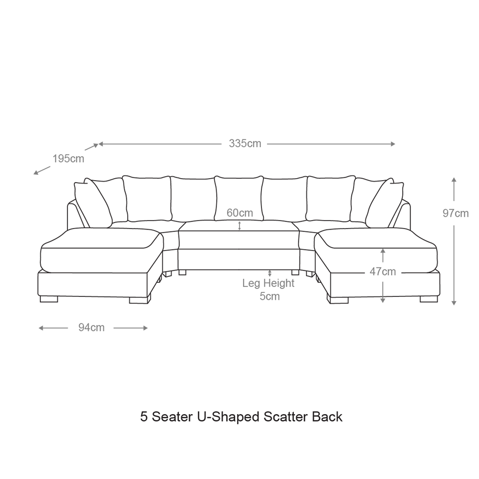 Bishop Cord U-Shape Scatter back Jumbo Cord Fabric | The Online Sofa Shop