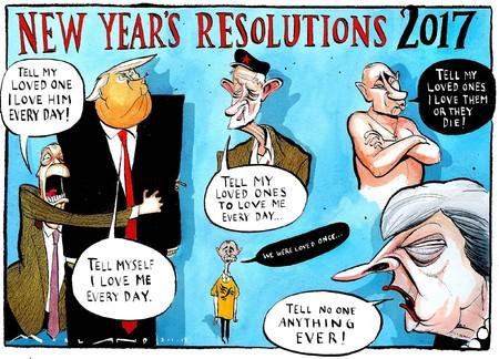 34311885-Morten Morland Cartoon. New Year s Resolutions 2017. Donald ...