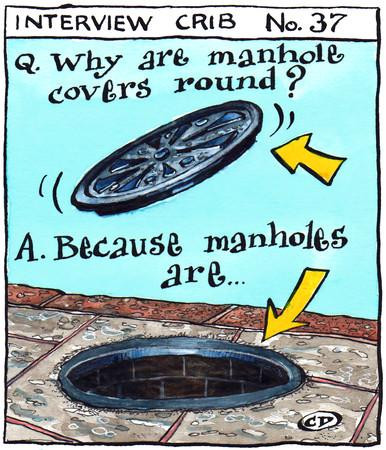 36803454-Q. Why are manhole covers round? A. Because manholes are ...