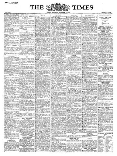 39597619-The Times Front Cover 1st December 1932 - The Times | Newsprints