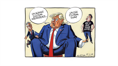 40084819-Peter Brooks Cartoon. 'I'm Against election interference ...