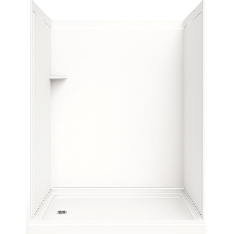 Lyons Elite 54" x 27" White Fiberglass Shower Pan with 80" White ...