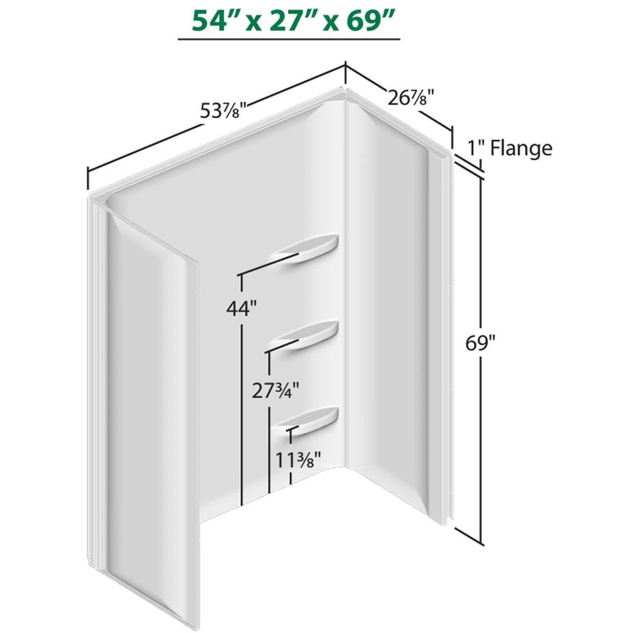 Lyons Elite 54" x 27" x 69" Fiberglass Mobile Home Shower Wall Surround ...