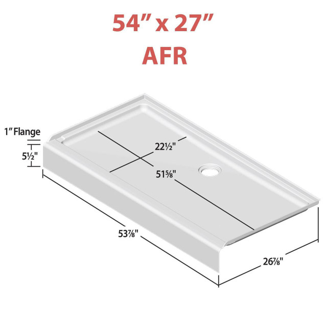 Lyons Elite 54" x 27" x 5.5" Fiberglass Mobile Home Shower Base - White ...
