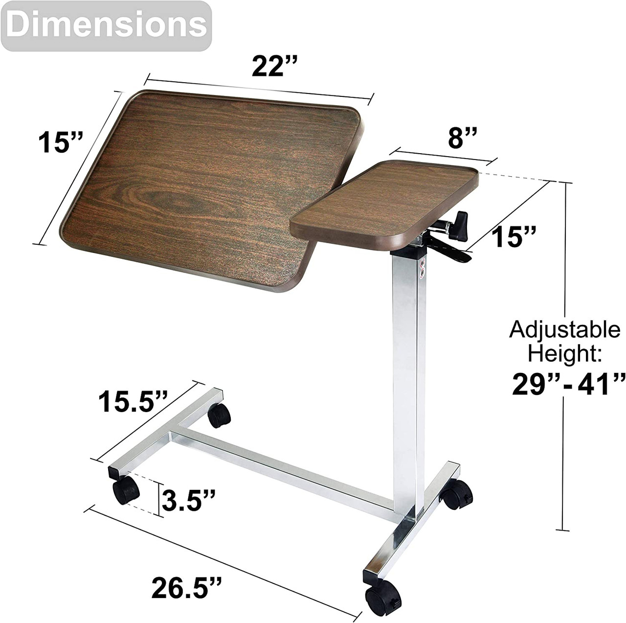 Medical Adjustable Tilt Overbed Bedside Table
