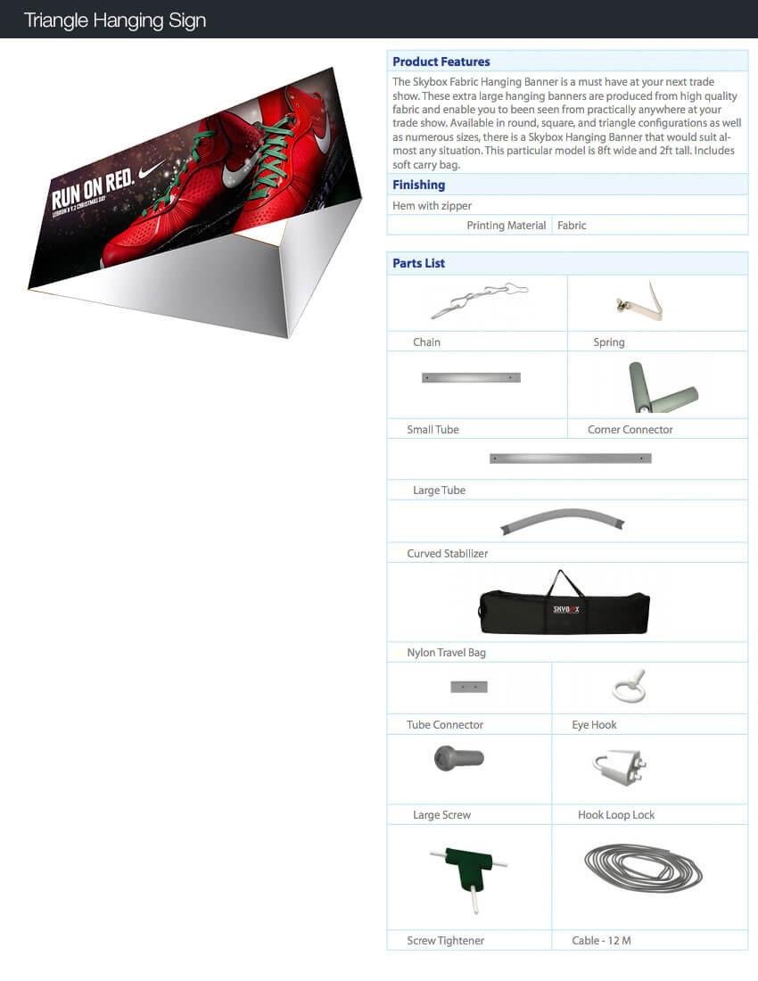 8' Triangle Hanging Sign - exponetUSA.com
