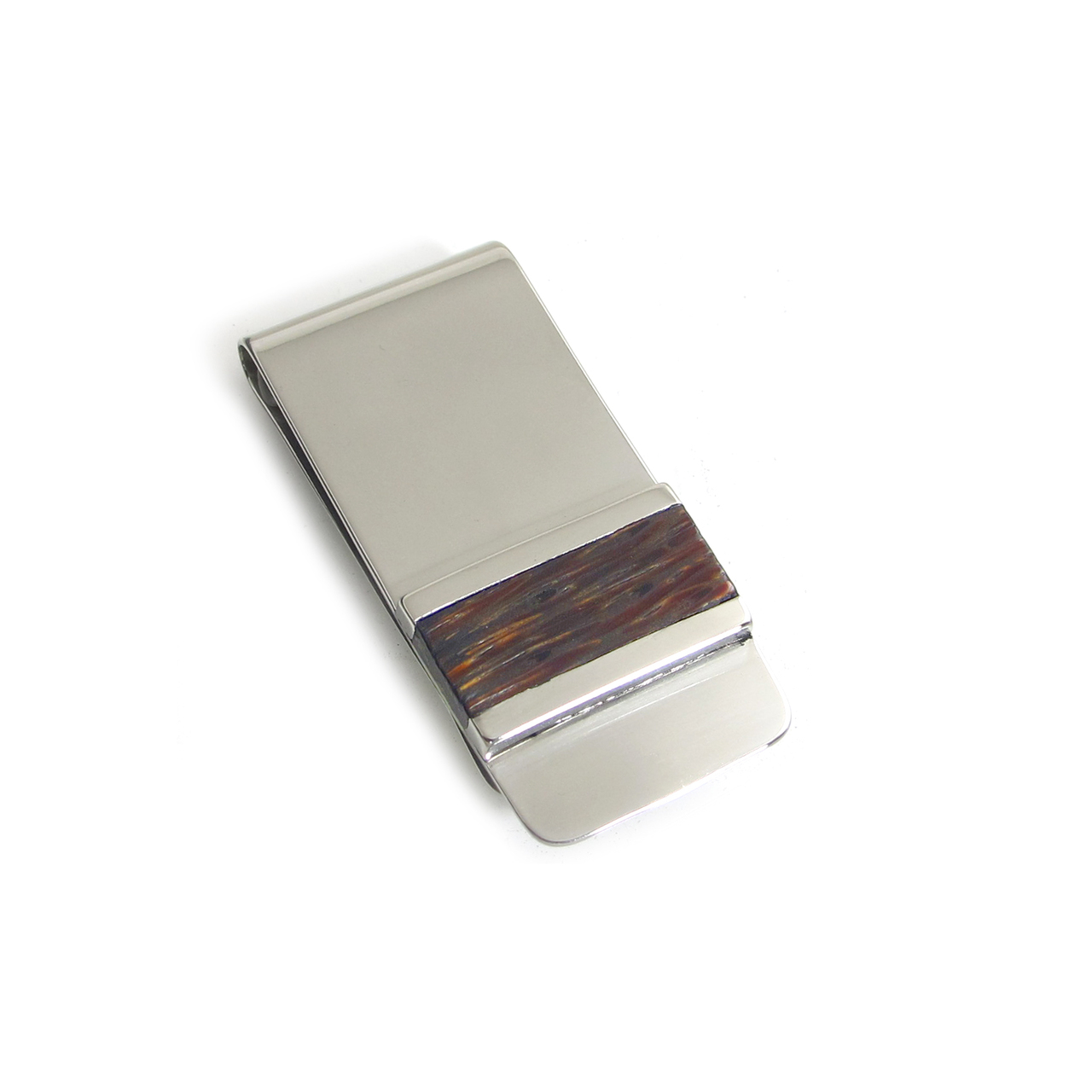 Red Palm Wood Inlay Money Clip, custom engraving