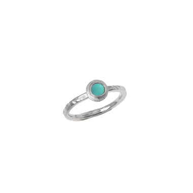 Silver Turquoise Iota Stacking Ring - Leander D'Ambrosia, LLC