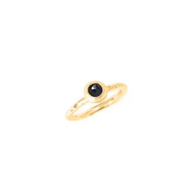 24k gold vermeil Black Onyx Iota Stacking Ring - Leander D'Ambrosia, LLC