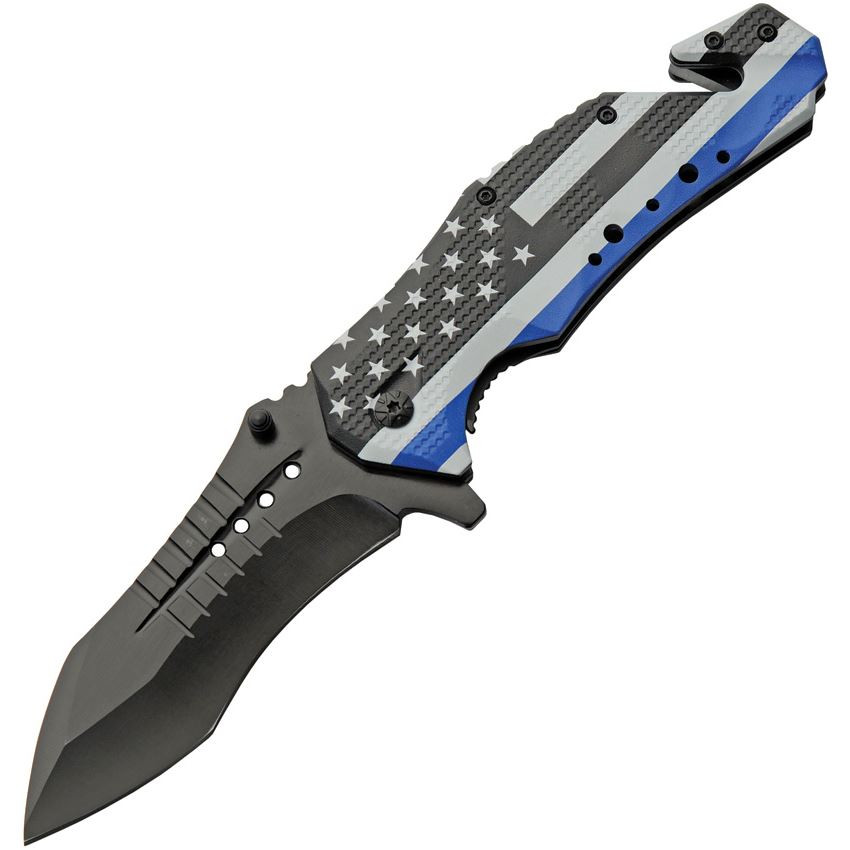 Police Flag Liner Lock Knife