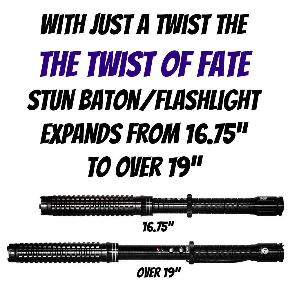 Twist of Fate Stun Baton – Rechargeable Extendable Stun Gun with Flashlight