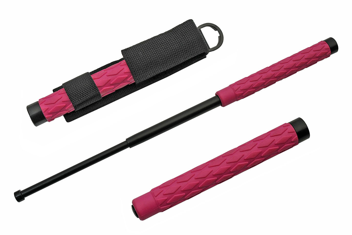 Pink Expandable Baton Black Shaft - J&L Self Defense Products