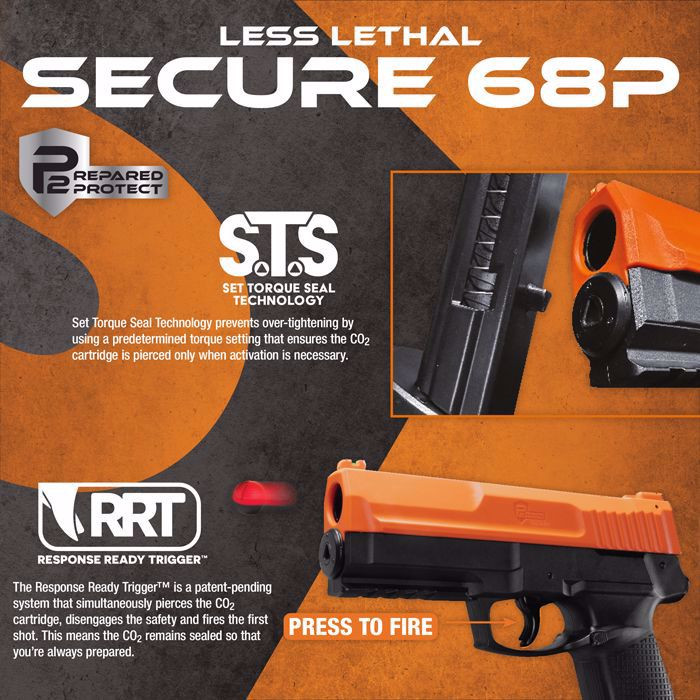 P2P Secure 68P Pepper Ball Launcher – Less Lethal .68 Cal CO2 Home ...