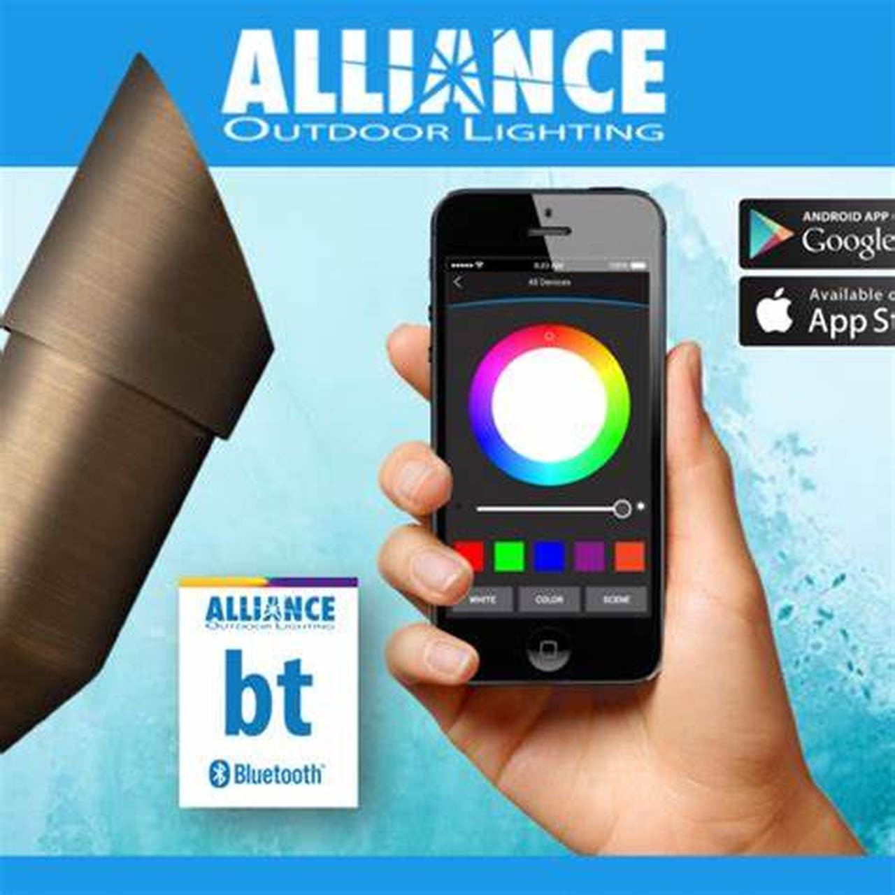 BL200-BT Brass Bullet Up Light | Alliance Outdoor Bluetooth Lights