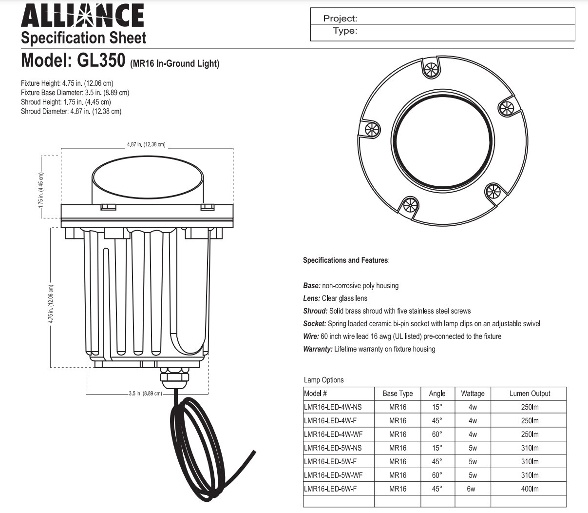 GL350 In-Ground Light | Alliance Outdoor In-Ground Lights