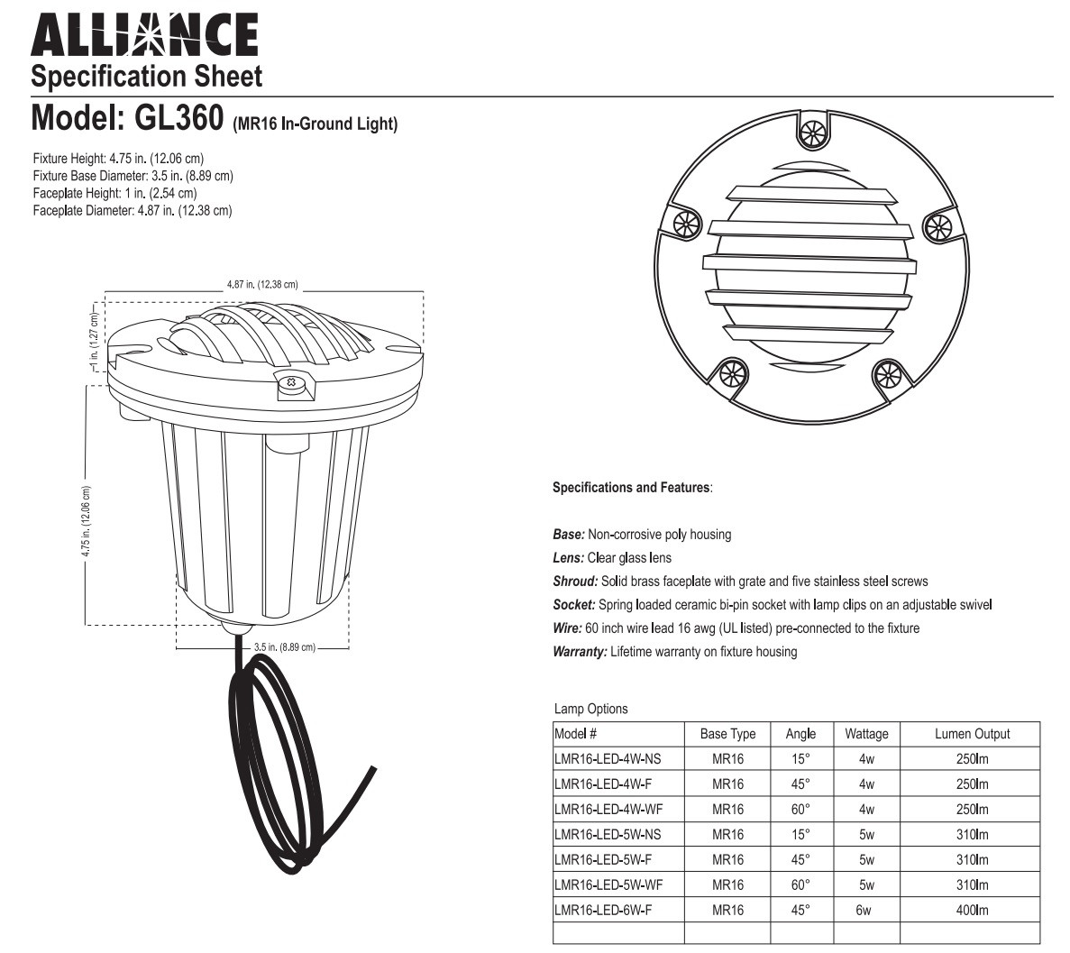 GL360 In-Ground Light | Alliance Outdoor In-Ground Lights