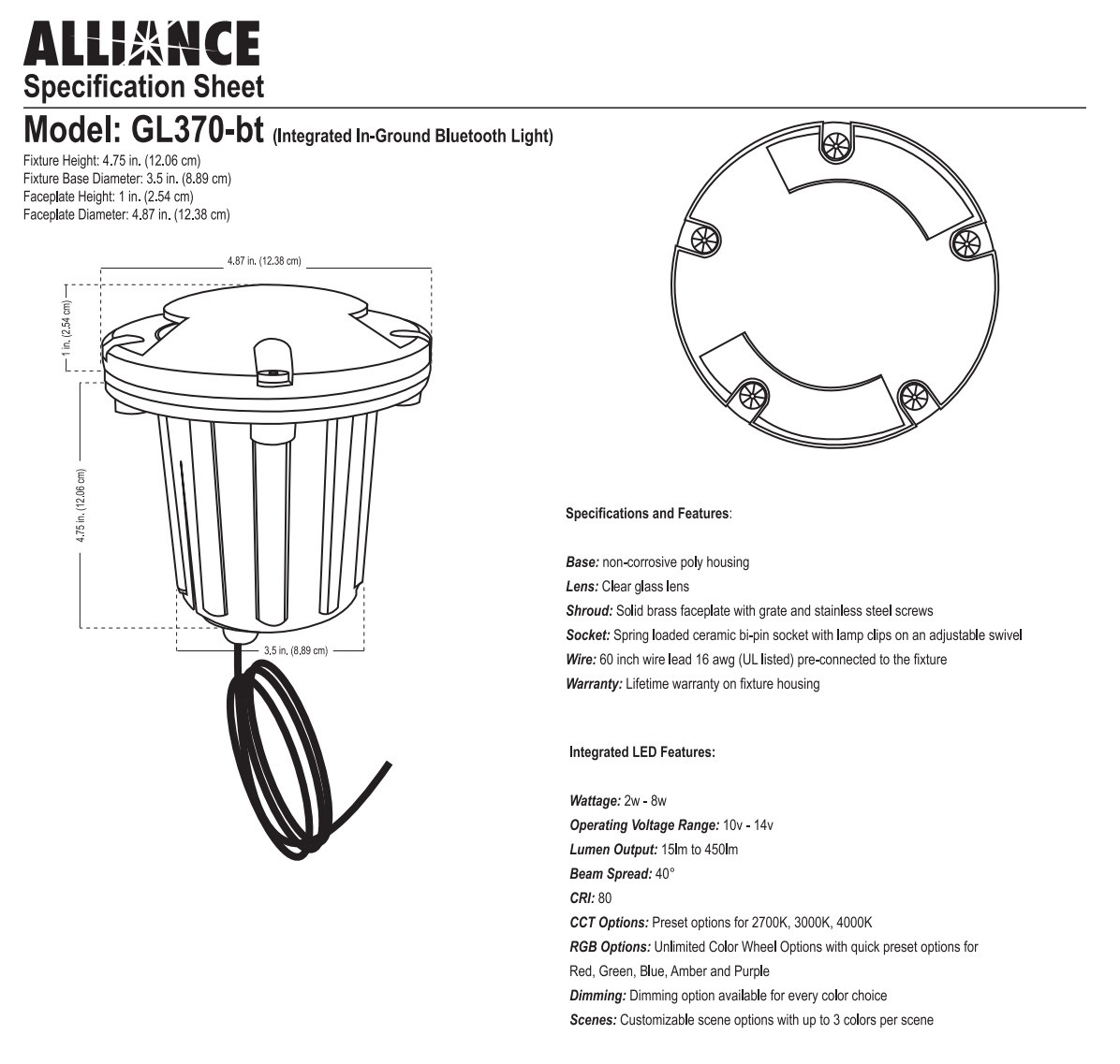 Alliance GL370-bt In-Ground Light|Alliance In-Ground Lights