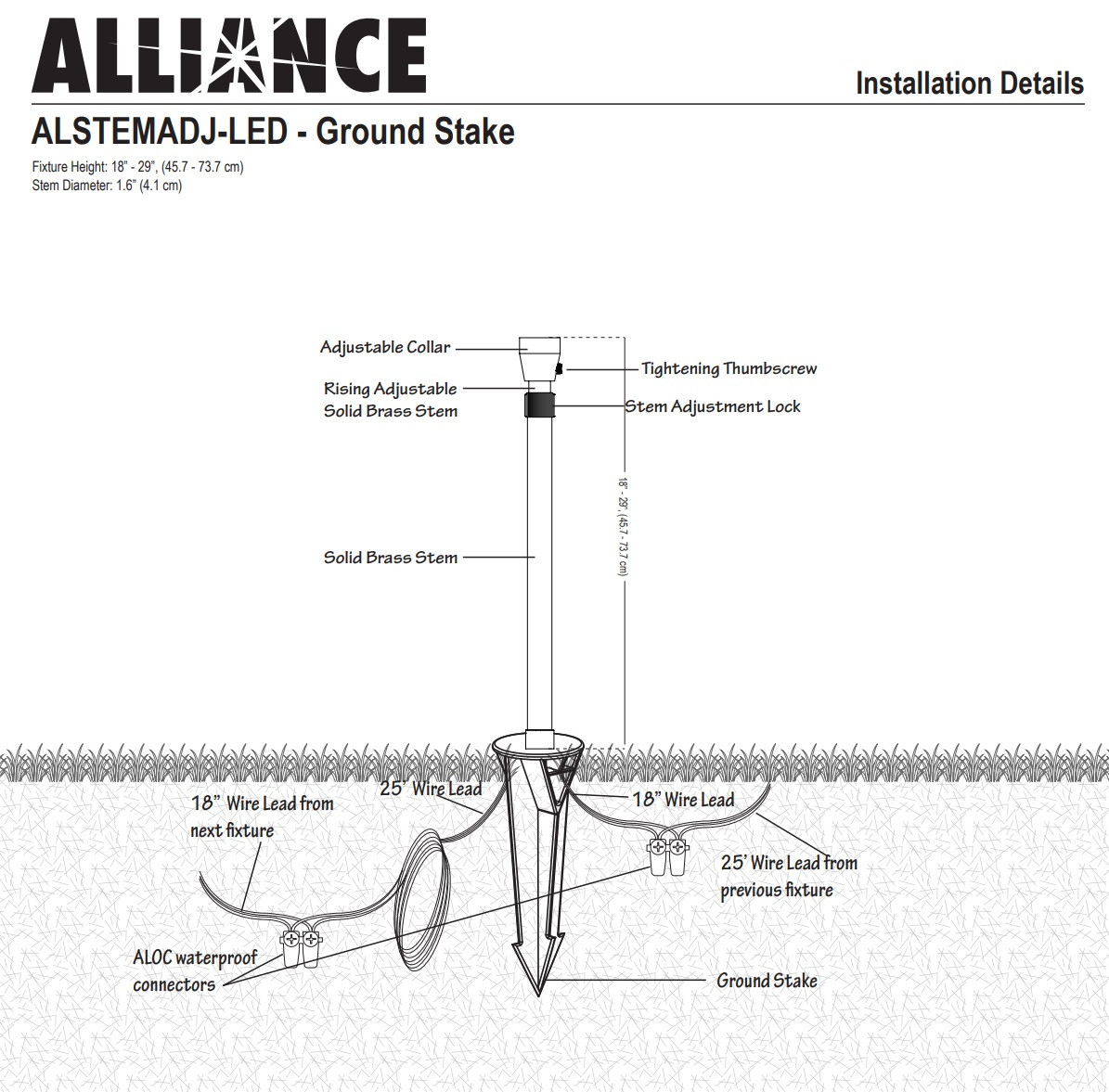 18-29" Alliance Lighting Adjustable Stem|Alliance Stems and Risers