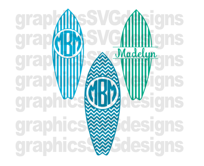 Surfboard Monogram DIGITAL DOWNLOAD- SVG,DXF