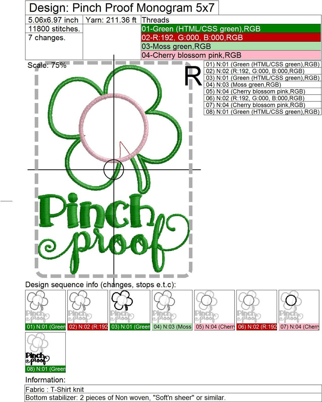 Pinch Proof 4x4, 5x7 Appliqué Embordiery Designs