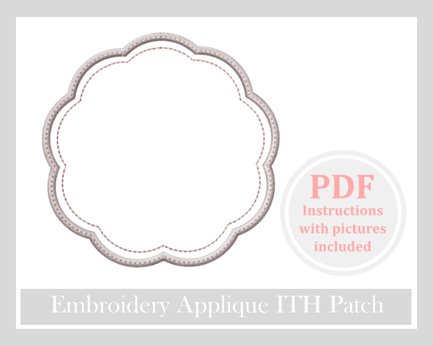 Scallop flower applique patch Embroidery Design