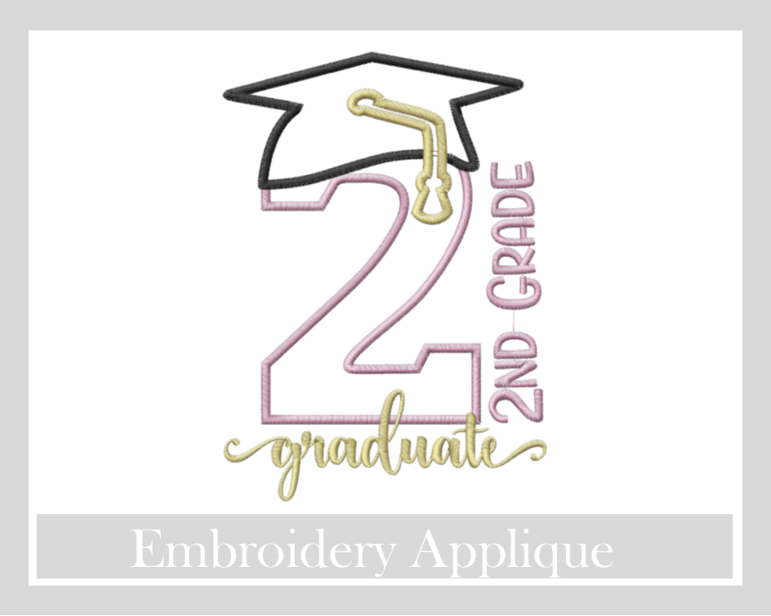 2nd grade Graduate Appliqué Embroidery Design