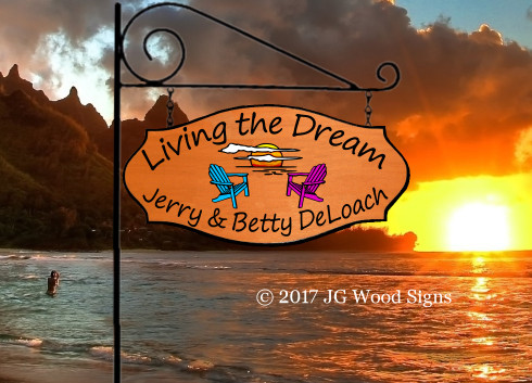 Sunset Beach Sign for your cottage from JGWoodSigns