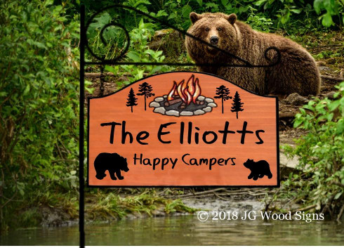Custom RV Signs Personalized Bear and Cub camping sign