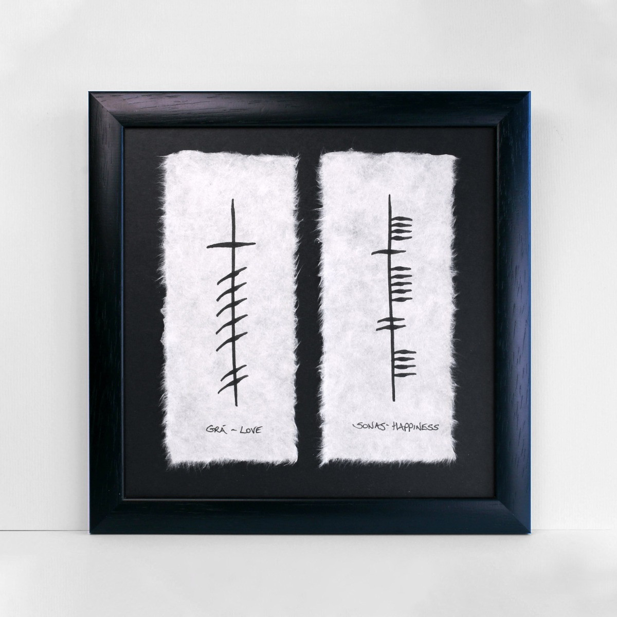 Hand Painted Ogham Ancient Irish Writing - Love Happiness Gift