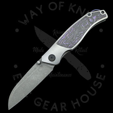 TuyaKnife Envy V4 (MODIFIED) Frame Lock Titanium/Purple Haze Fat CF (3. ...