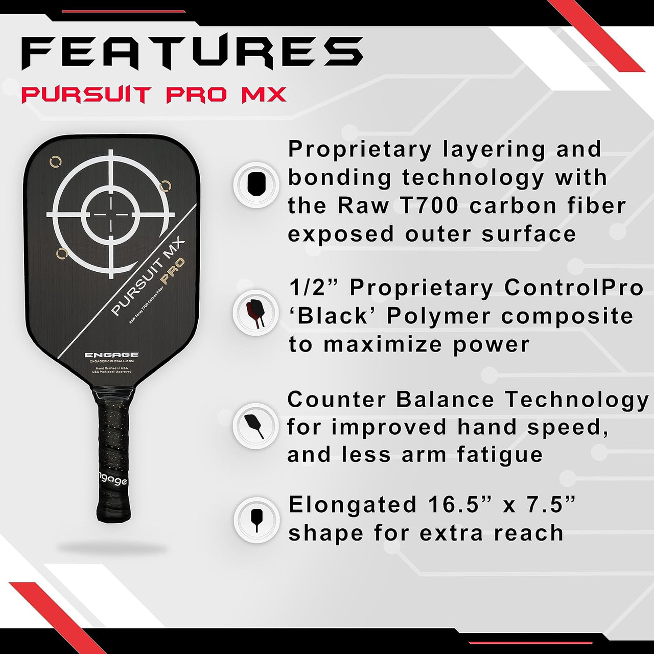Engage Pickleball Pursuit PRO MX Paddle