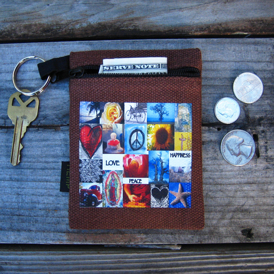 Love, Peace & Happiness Hemp Key Coin Purse