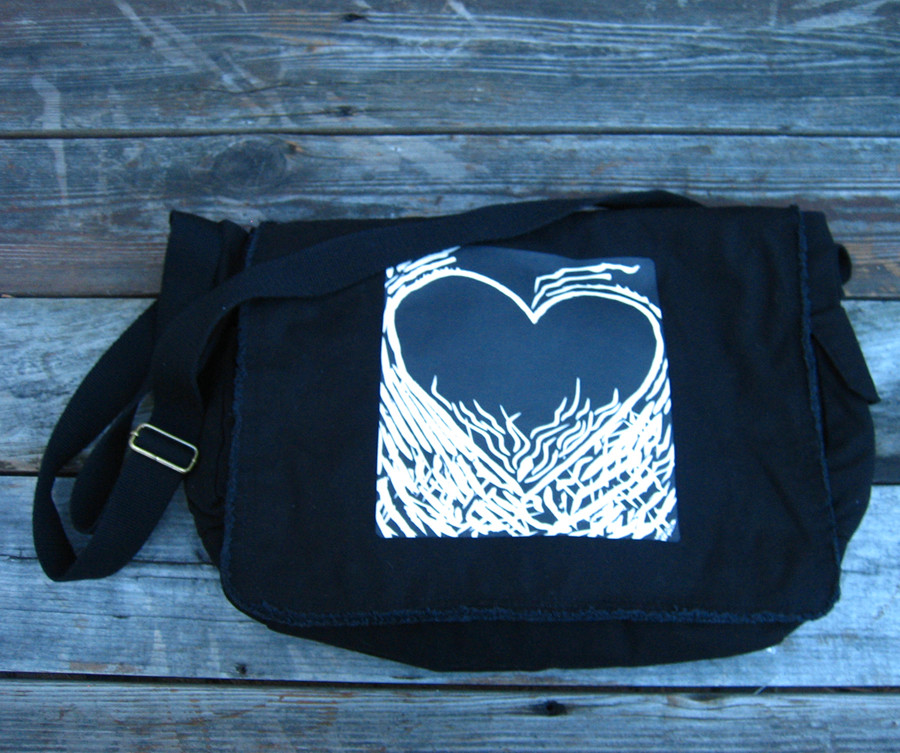Flaming Heart of Love messenger bag - Dharma Love