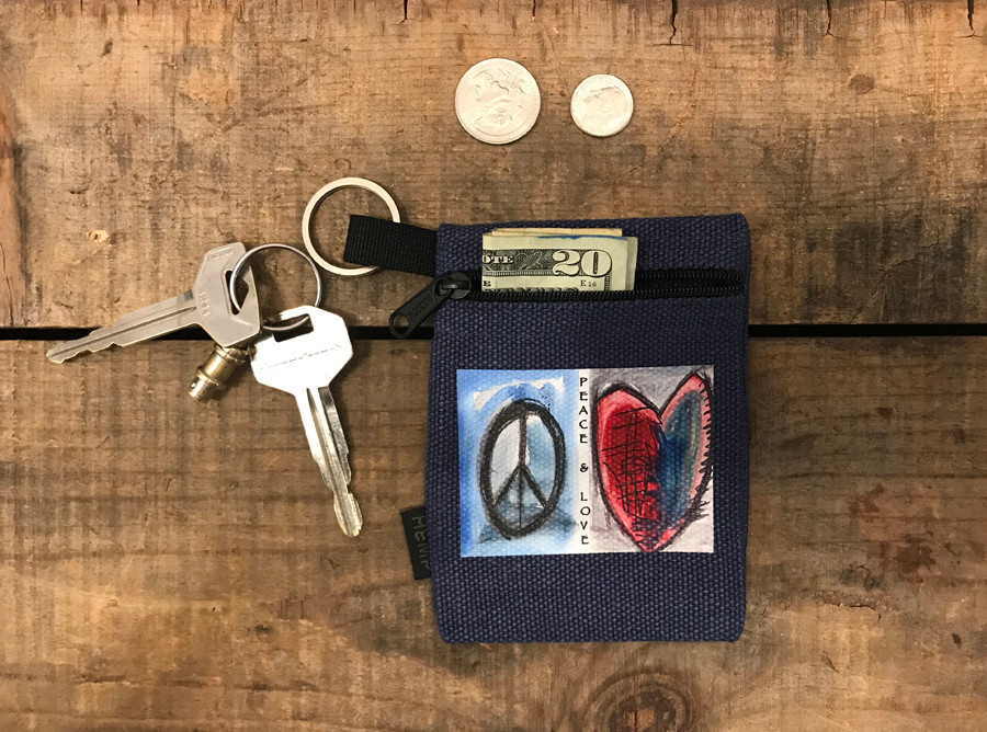 Love, Peace & Happiness Hemp Key Coin Purse