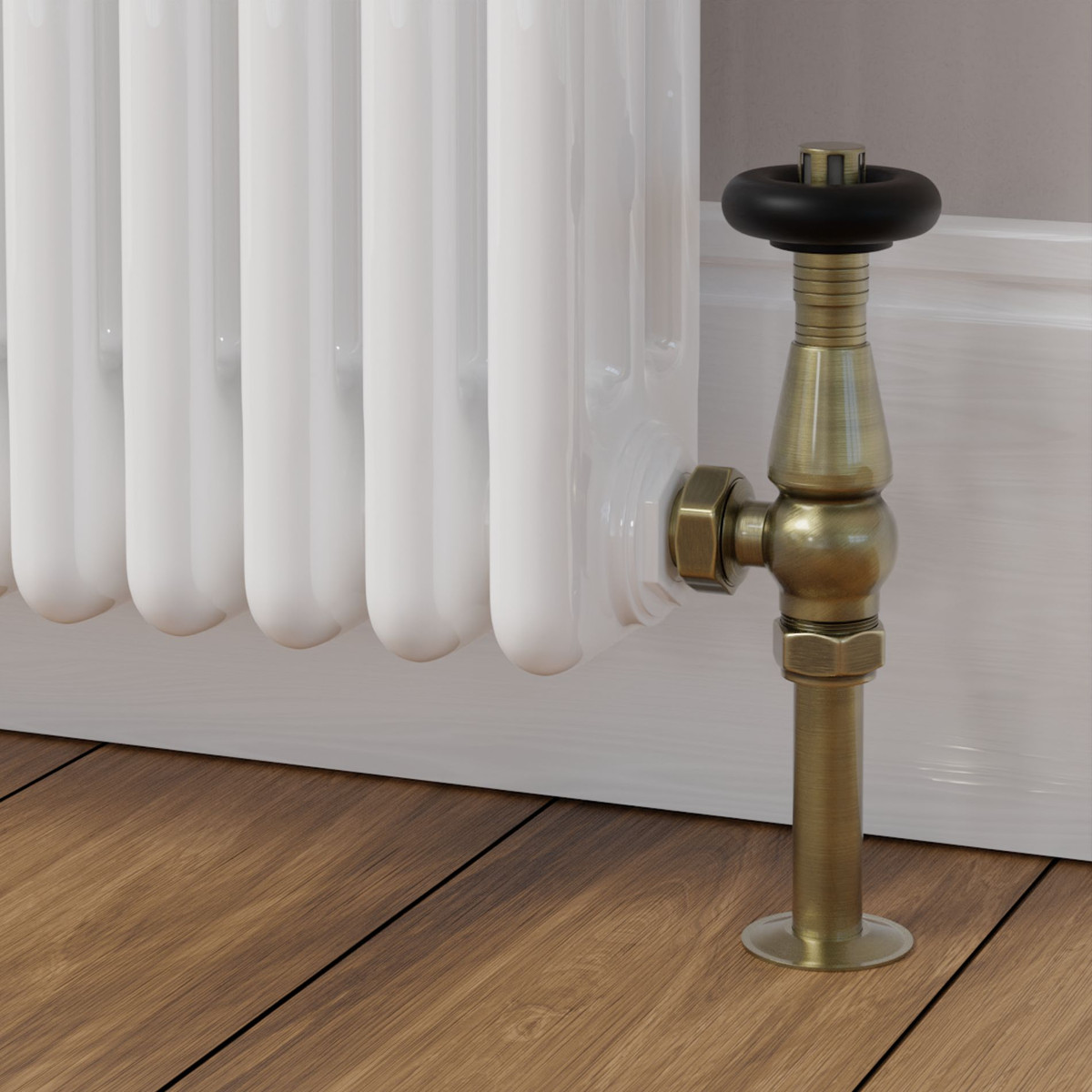 Jarrow Traditional TRV Angled Antique Brass Thermostatic Radiator ...