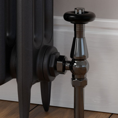 Jarrow Traditional TRV Angled Black Nickel Thermostatic Radiator Valves ...