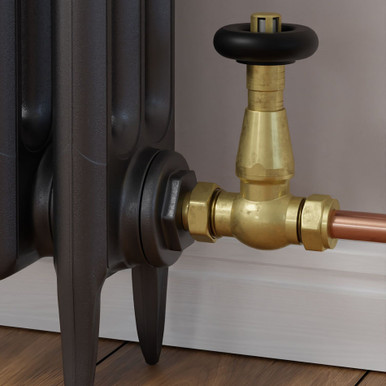 Jarrow Traditional TRV Straight Unlacquered Brass Thermostatic Radiator ...