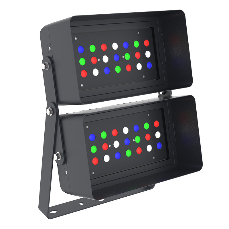 DMX RGBW Color Flood - Black Square Fixture - Full Glare Shield