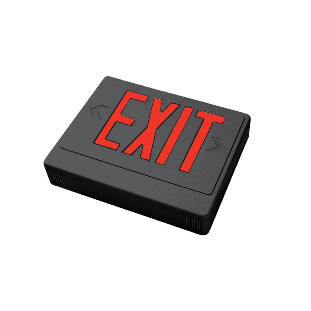LED Exit Sign, Red Letters, Black Housing, Remote Ready