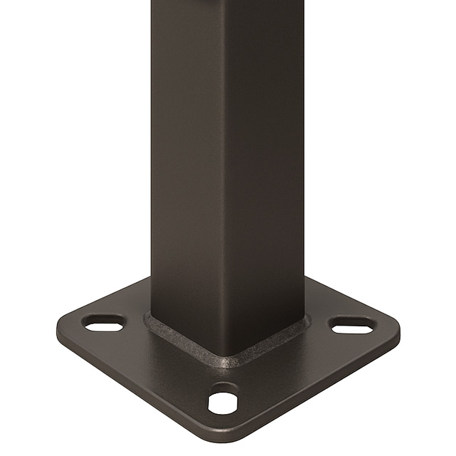 10 Ft Square Steel Pole, Direct Burial, Bronze, 2.5' Tenon
