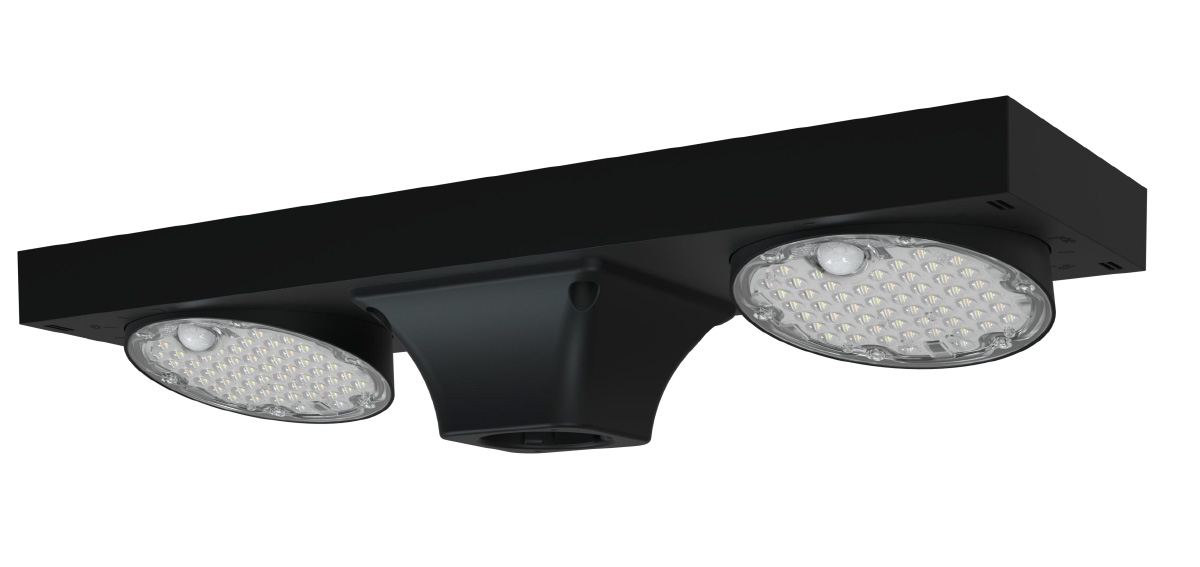40W Dual Head Solar Post Light, 4800 lm, CCT Ready