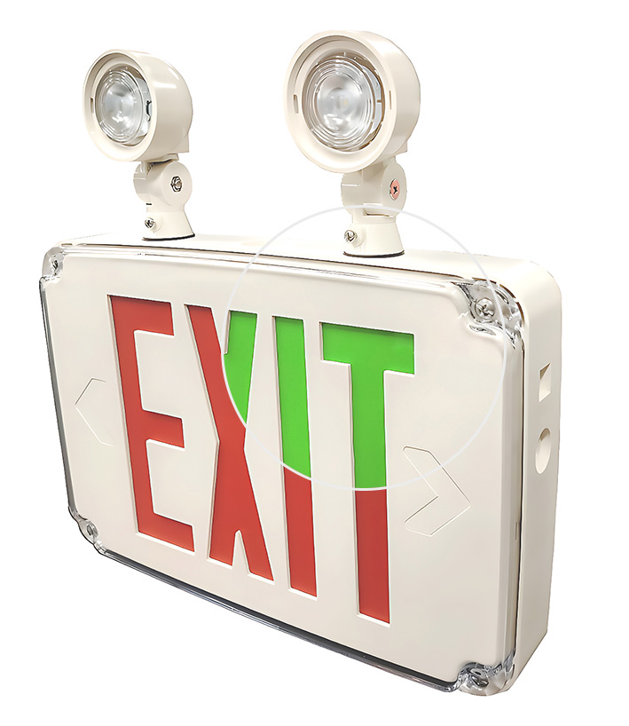 Gray Exit Sign Combo – Wet Rated, Dual Face, White Plate