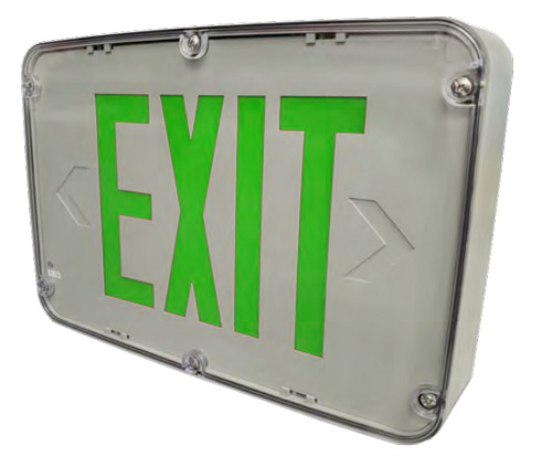 Gray Exit & Emergency – Green Letters, Single Face, Hazardous