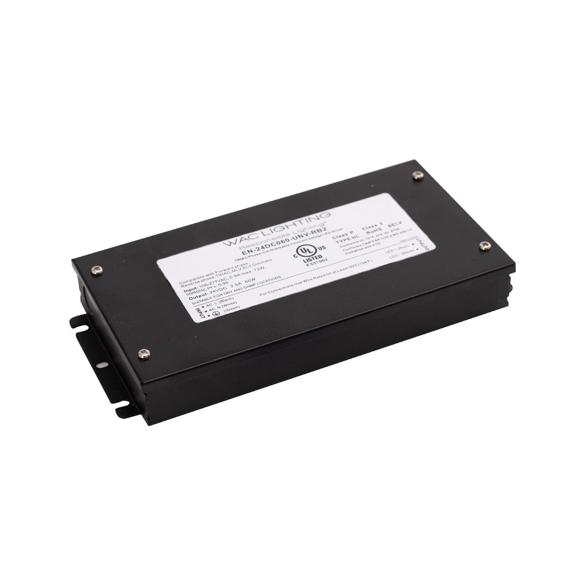 WAC Lighting 60W/96W, 120-277VAC/24VDC Dimmable Remote Power Supply ...